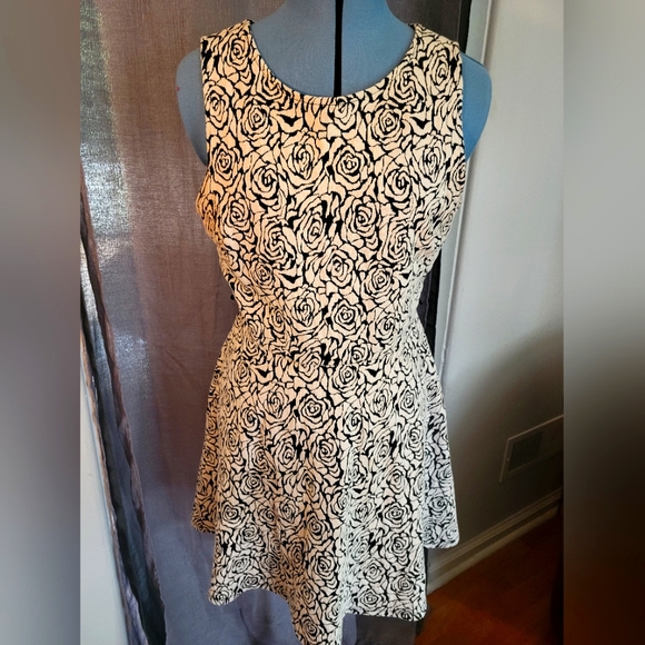 Rewind | Dresses | Black And White Rose Dress Rewind M | Poshmark
